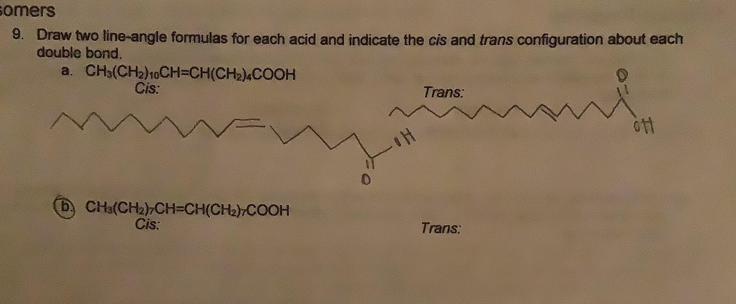 Solved somers 9. Draw two line-angle formulas for each acid | Chegg.com