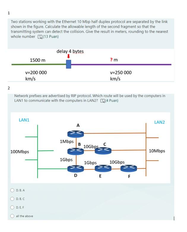 Solved Two stations working with the Ethernet 10Mbp half | Chegg.com
