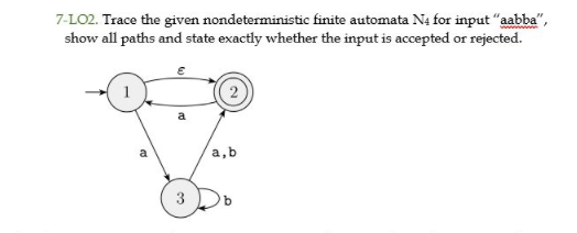 Solved 7-LO2. Trace the given nondeterministic finite | Chegg.com