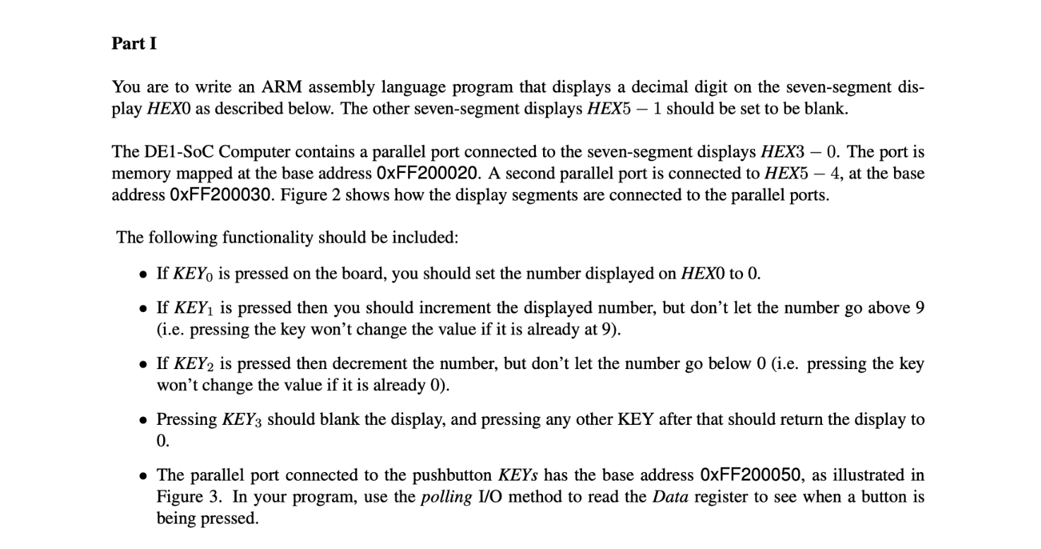 Solved Part I You Are To Write An Arm Assembly Language 