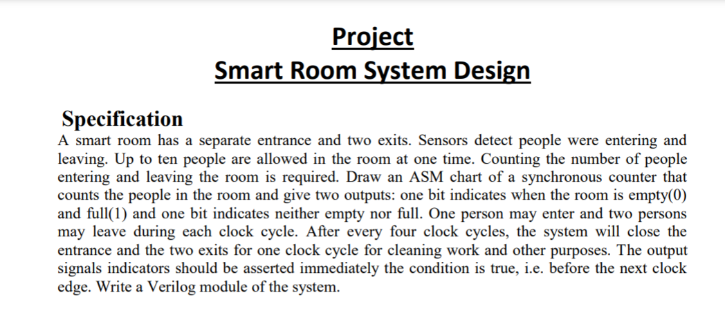 Solved Project Smart Room System Design Specification A | Chegg.com