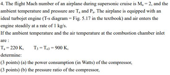 Solved 4. The flight Mach number of an airplane during | Chegg.com