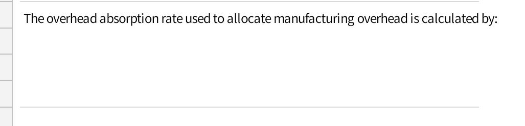 Solved The overhead absorption rate used to allocate | Chegg.com