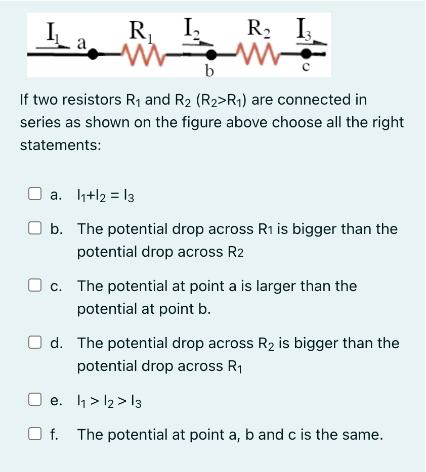 Solved R 1, R. I R2 a M b If two resistors R1 and R2 (R2>R1) | Chegg.com