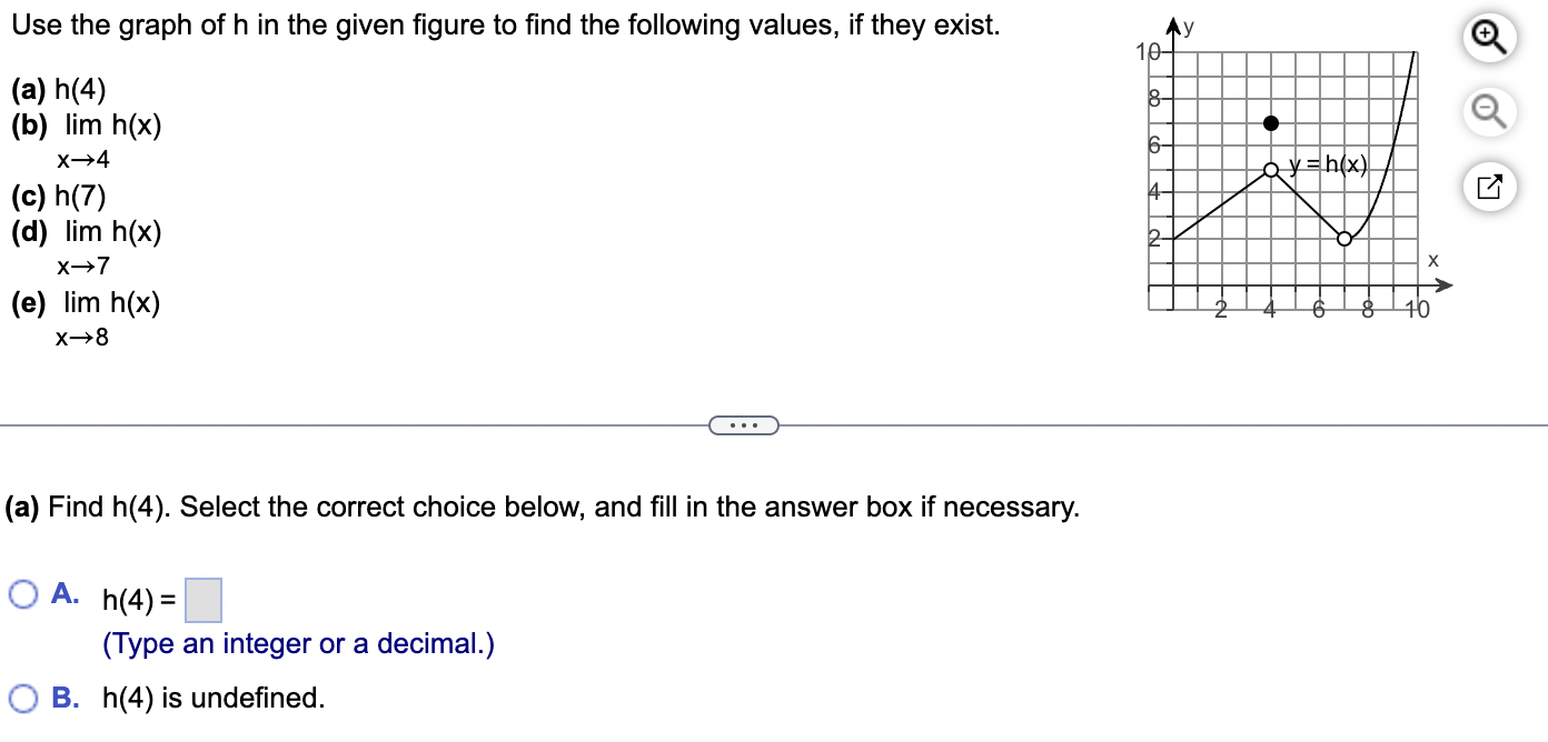 Solved Use the graph of h in the given figure to find the | Chegg.com