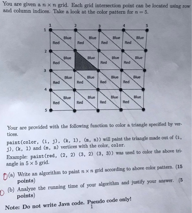 Solved You are given a n × n grid. Each grid intersection | Chegg.com