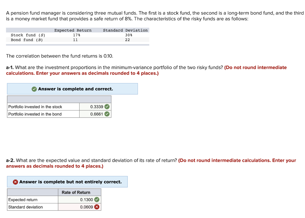 Solved A Pension Fund Manager Is Considering Three Mutual