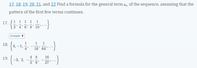 Solved 17, 18, 19, 20, 21, and 22 Find a formula for the | Chegg.com
