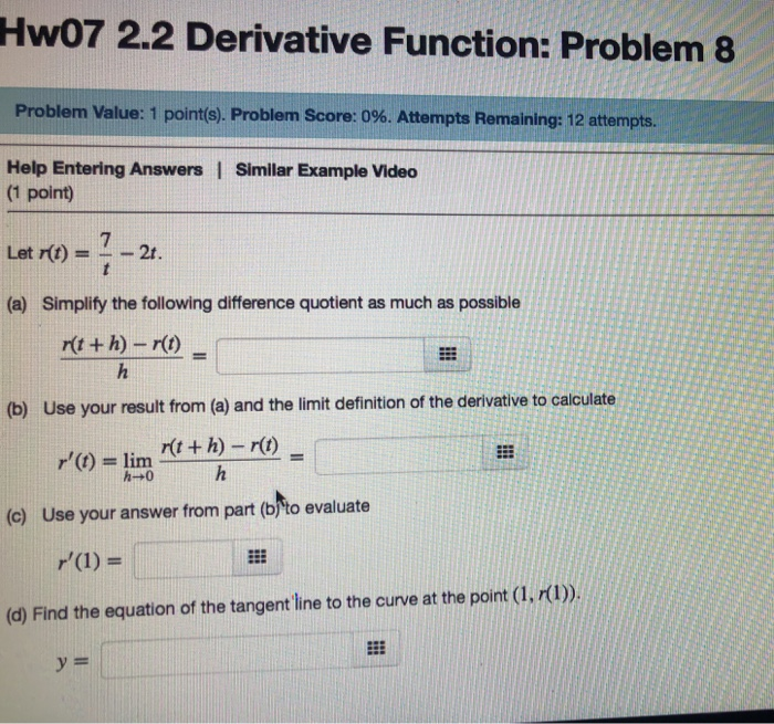 Solved Hw07 2 2 Derivative Function Problem 8 Problem