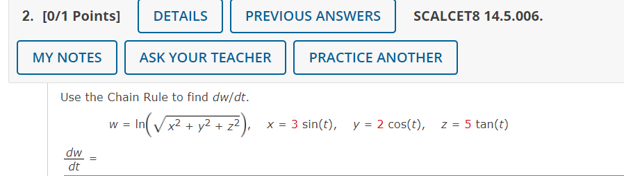 Solved \begin{tabular}{l|l|l} /1 Points] & SCALCET8 | Chegg.com