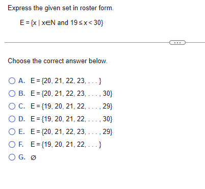 Solved Express the given set in roster form. E={x∣x∈N and | Chegg.com