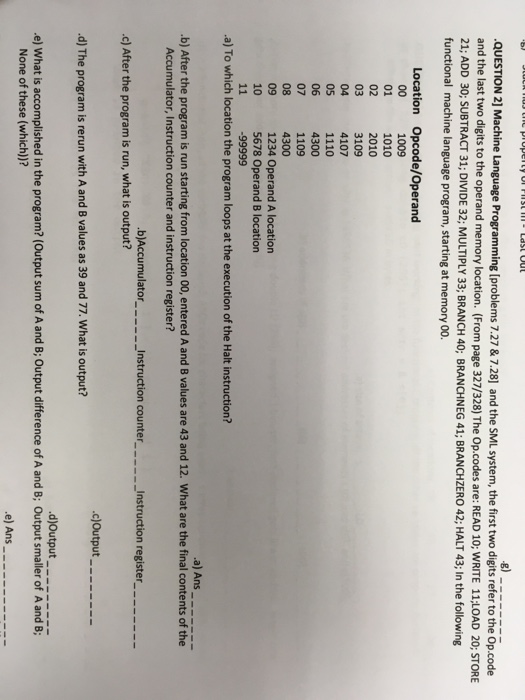 Solved Machine Language Programming [problems 7.27 & 7.28) | Chegg.com
