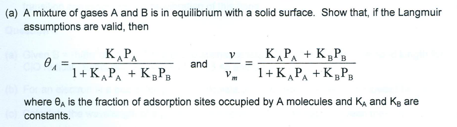 Solved (a) A mixture of gases A and B is in equilibrium with | Chegg.com