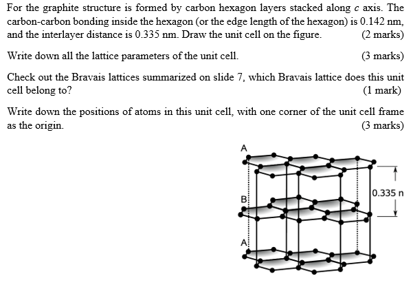 Solved For the graphite structure is formed by carbon | Chegg.com