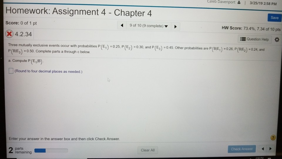 Solved Caleb Davenport &3/25/19 2:58 PM Homework: Assignment | Chegg.com