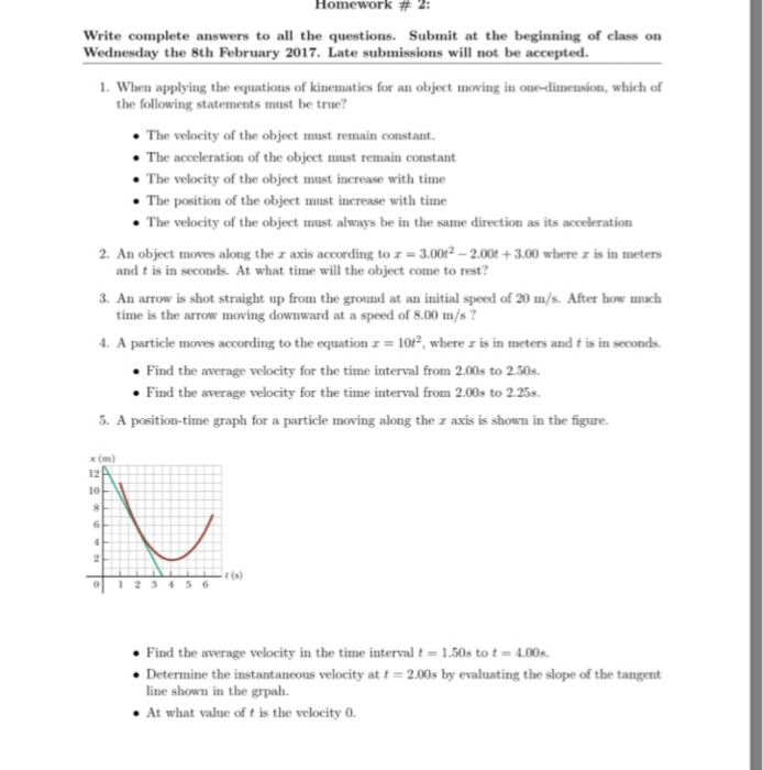 Solved When applying the equations of kinematics for an | Chegg.com