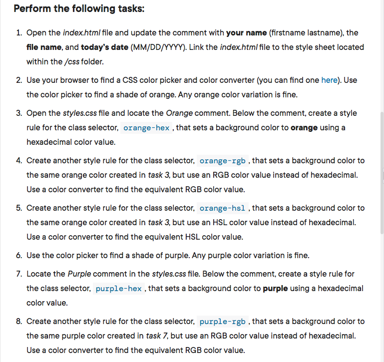 Solved In this exercise, you will create class selectors to | Chegg.com