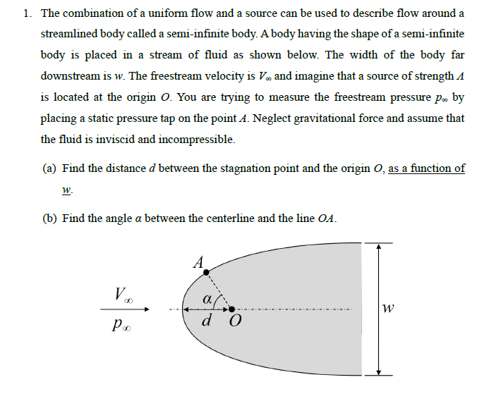 Solved 1. The combination of a uniform flow and a source can | Chegg.com