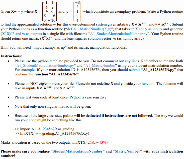 Solved Given Xw=y where X=⎣⎡14430126−6−10⎦⎤ and y=⎣⎡−32154⎦⎤ | Chegg.com