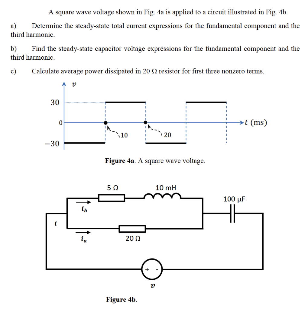 Solved A square wave voltage shown in Fig. 4a is applied to | Chegg.com