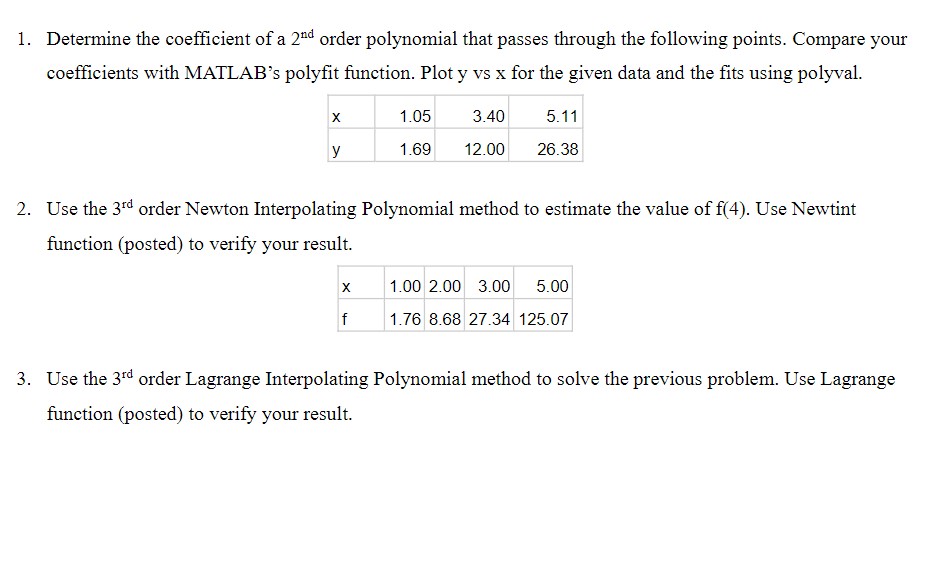 1. Determine the coefficient of a 2nd order | Chegg.com