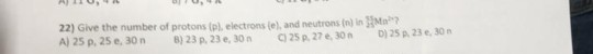 Solved AUL 22) Give the number of protons pl. electrons (e) | Chegg.com