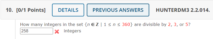 Solved How many integers in the set {n∈Z∣1≤n≤360} are | Chegg.com