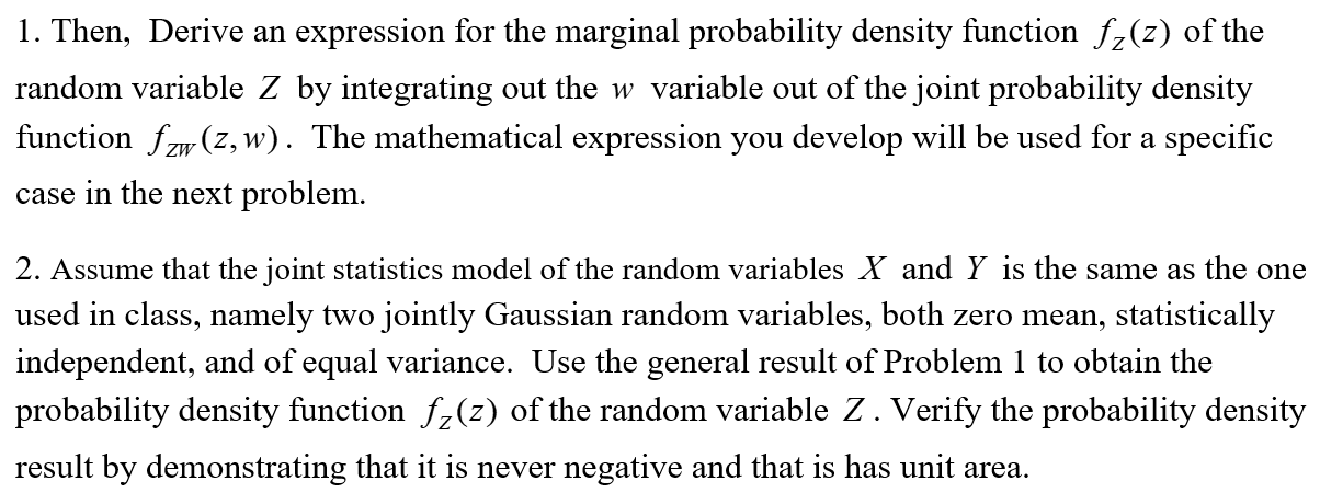 Solved 1. Then, Derive an expression for the marginal | Chegg.com