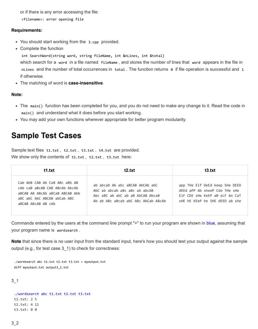 Write a C++ program that searches a word from | Chegg.com