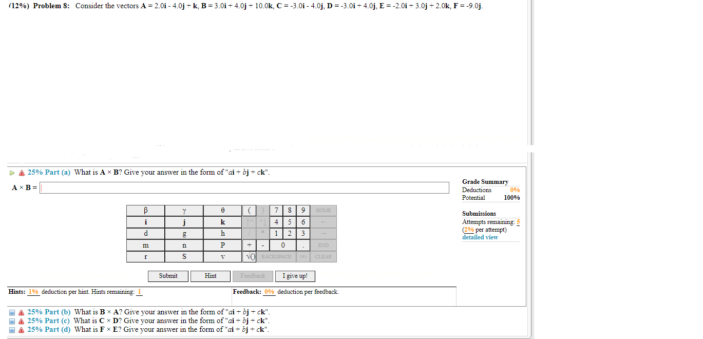 (12\%) Problem 8: Consider the vectors | Chegg.com