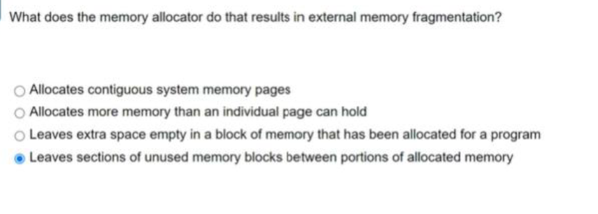 Solved What does the memory allocator do that results in | Chegg.com