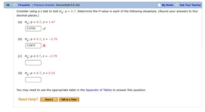 Solved 26. 1/4 points | Previous Answers DevoreStat9 8.E.042 | Chegg.com