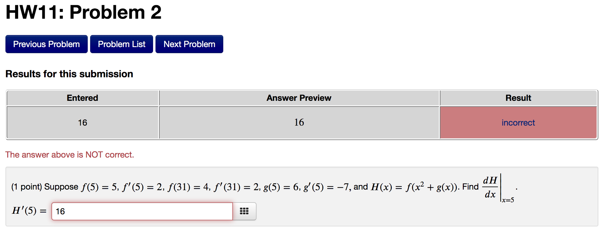 Solved HW11: Problem 2 Previous Problem Problem List Next | Chegg.com