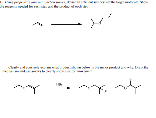 Solved 1 Using propene as your only carbon source, devise an | Chegg.com