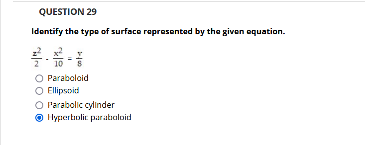Solved QUESTION 29 Identify the type of surface represented | Chegg.com