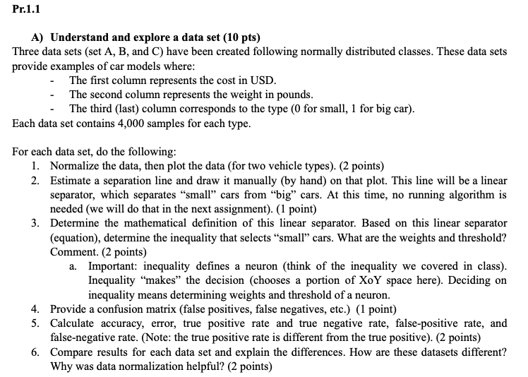 Pr.1.1 A) Understand and explore a data set (10 pts) | Chegg.com