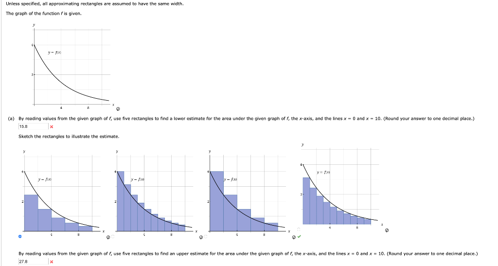 Solved Unless specified, all approximating rectangles are | Chegg.com