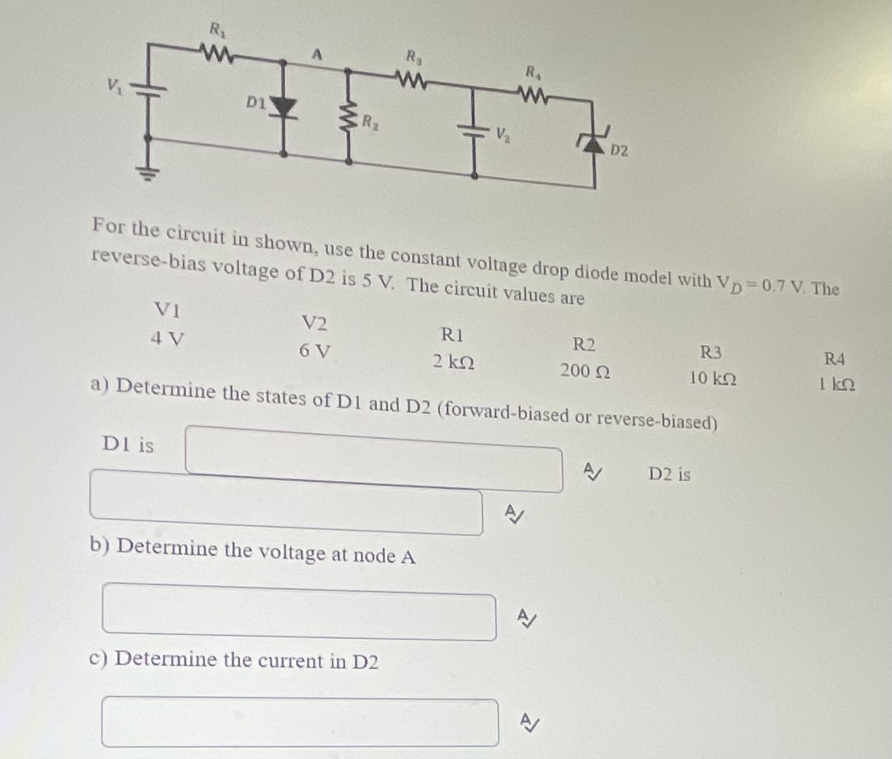 Solved For the circuit in shown, use the constant voltage | Chegg.com
