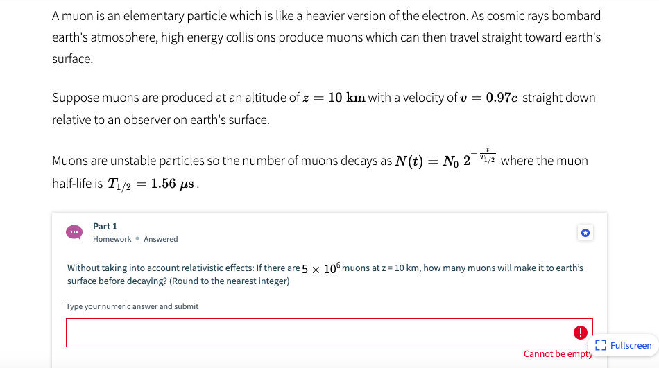 Solved A muon is an elementary particle which is like a | Chegg.com