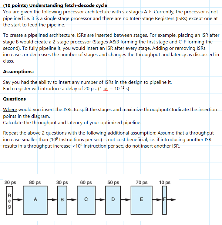 (10 points) Understanding fetch-decode cycle You are | Chegg.com