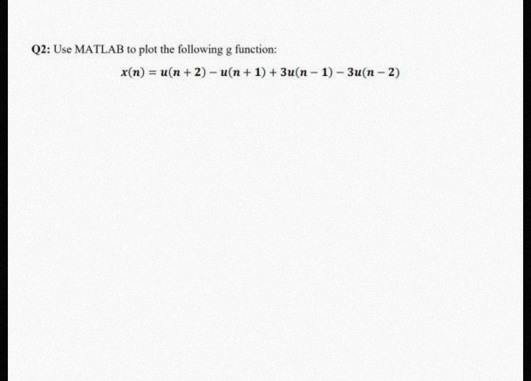 Solved Q2: Use MATLAB to plot the following g function: x(n) | Chegg.com