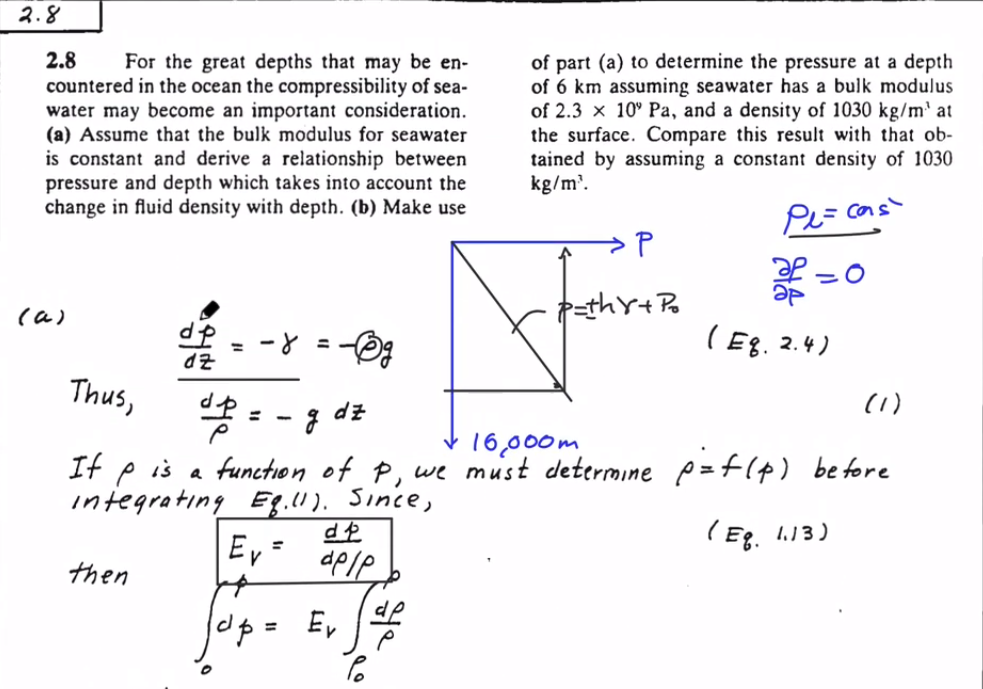 Solved 2.8 2.8 For the great depths that may be en- | Chegg.com