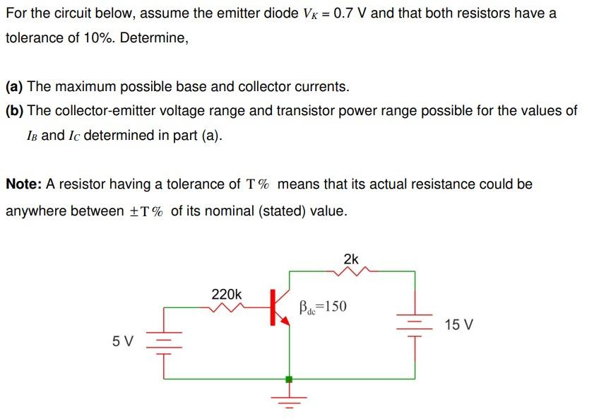 Solved For the circuit below, assume the emitter diode | Chegg.com