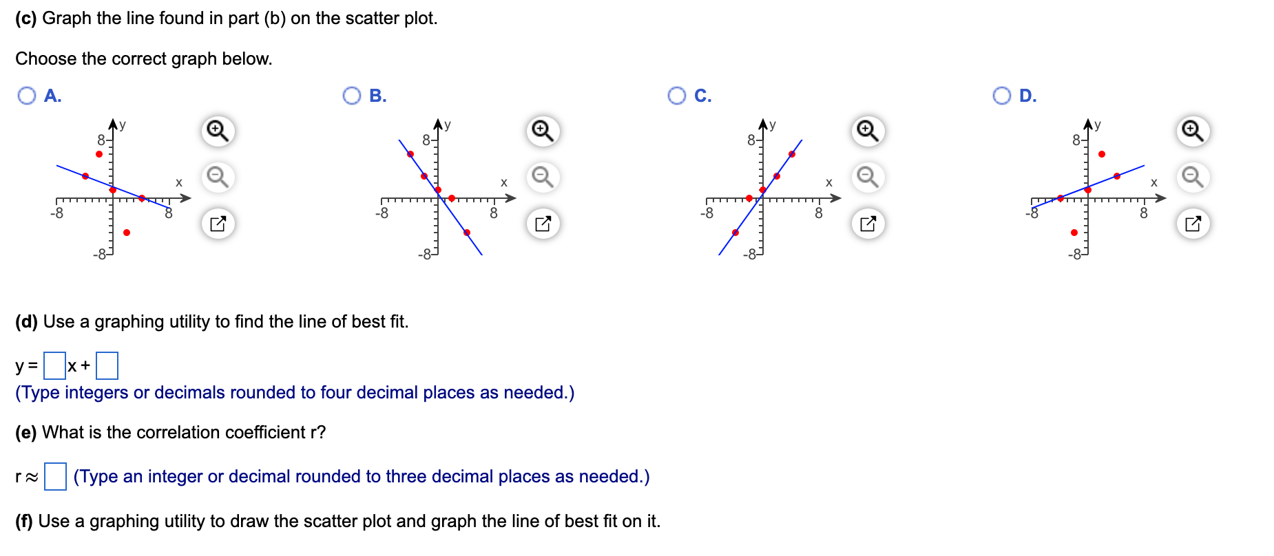 Solved For the data given below, answer parts (a) through | Chegg.com