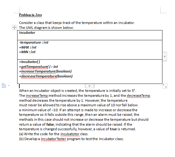 Solved Problem in Java Consider a class that keeps track of | Chegg.com
