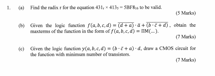 Solved 1. (a) Find the radix r for the equation 431, x 4135 | Chegg.com
