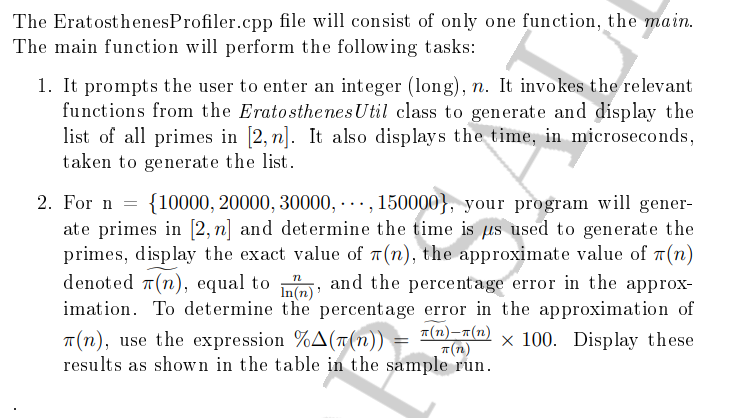 Solved Can you help me write this Eratosthenes Profiler code | Chegg.com