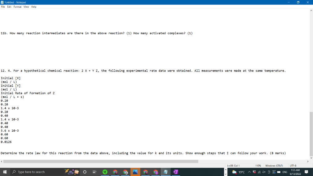 "Untitled - Notepad File Edit Format View Help 11b. | Chegg.com