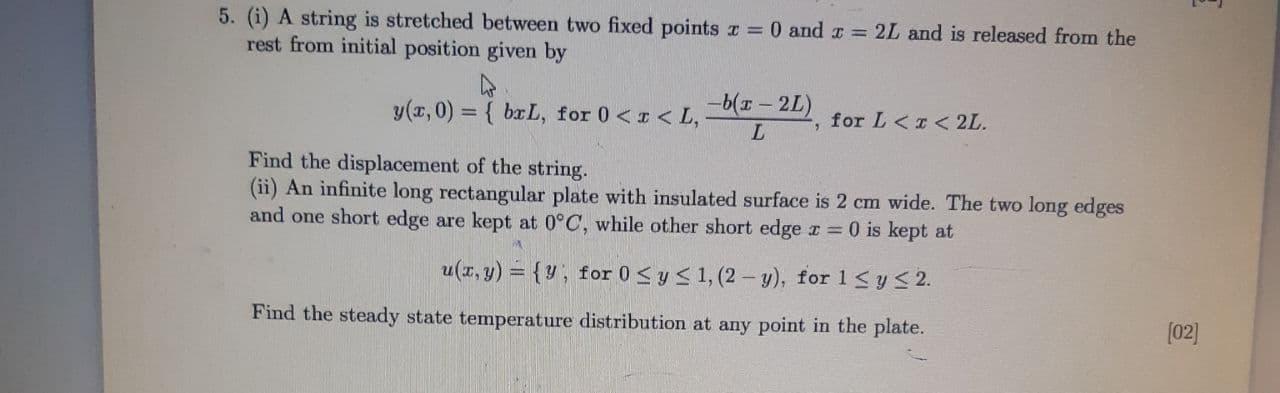 Solved 5. (i) A string is stretched between two fixed points | Chegg.com