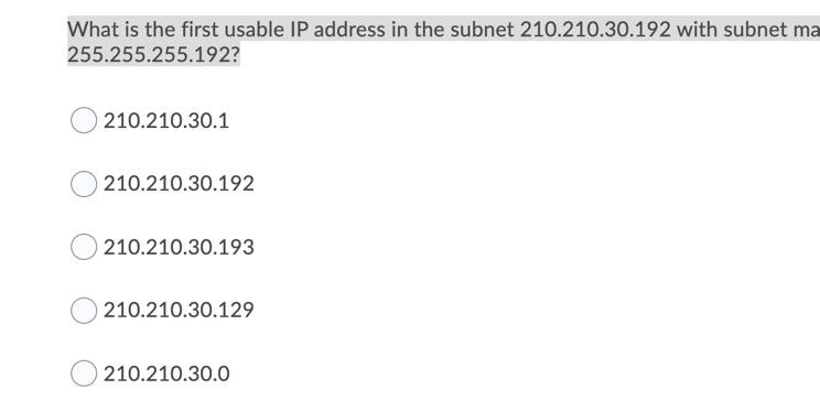 Solved What is the first usable IP address in the subnet | Chegg.com